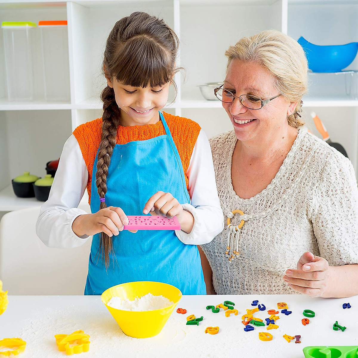 4 Pieces Christmas Letters Silicone Mold Number Silicone Mold Uppercase Letters Silicone Fondant Mold Lowercase Letters Chocolate Mold Handmade Soap Mold Biscuit Ice Cube Tray for Desserts (Pink)