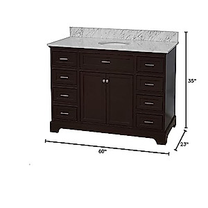Kitchen Bath Collection Aria 60-inch Single Bathroom Vanity (Chocolate/Carrara): Includes Chocolate Cabinet with Authentic Italian Carrara Marble Countertop and White Ceramic Sink