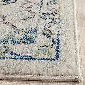 SAFAVIEH Evoke Collection 3' x 5' Ivory/Blue EVK252C Boho Non-Shedding Living Room Bedroom Accent Rug