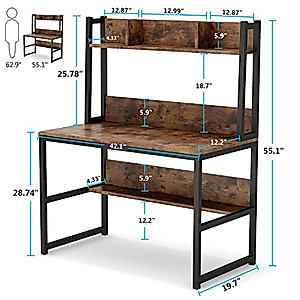 Tribesigns Computer Desk with Hutch, Study Desk with Bottome Storage Shelve, Workstaion for Home Office, Small Space