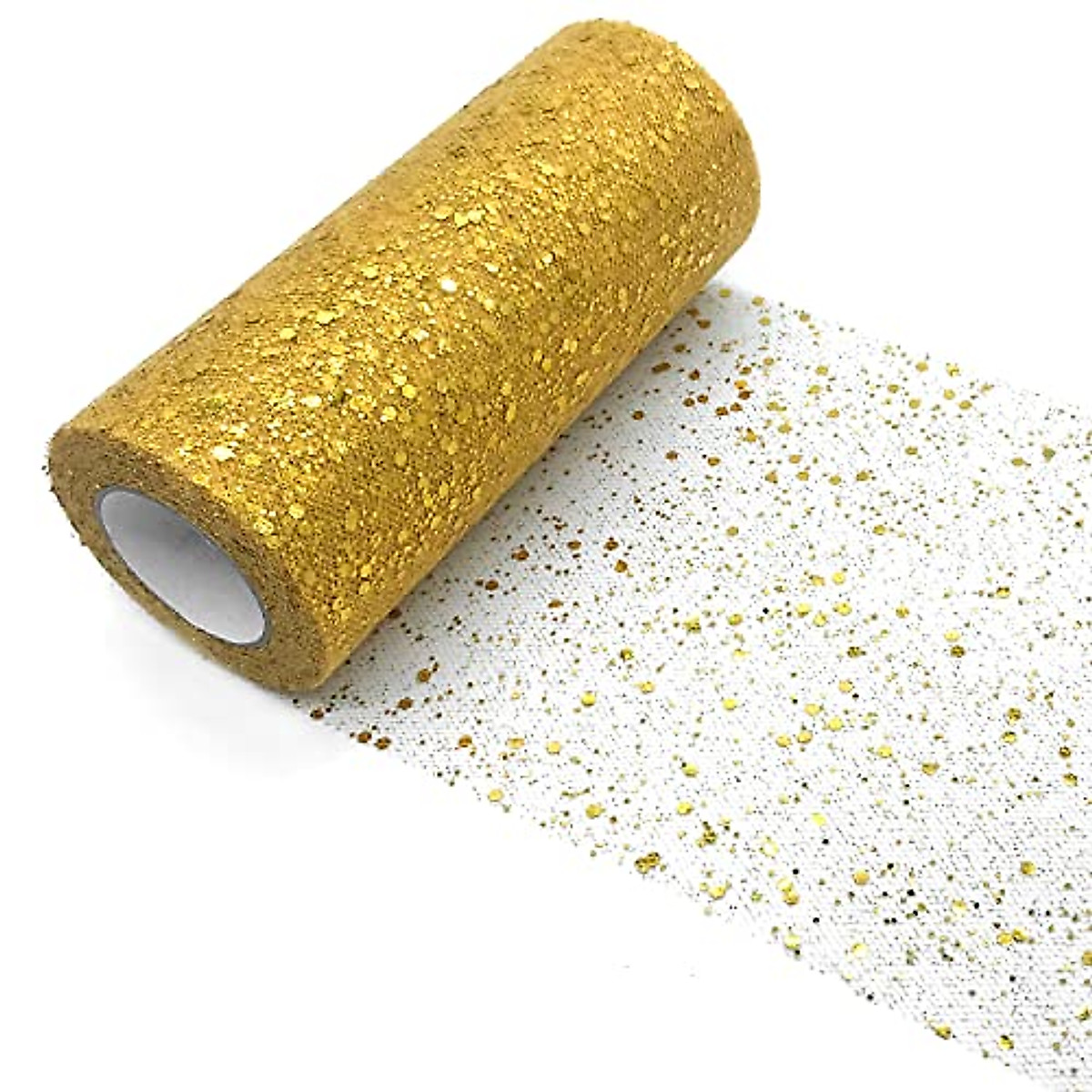 levylisa Glitter Tulle Rolls 6 Inch by 50 Yards Gold Fabric Spool Tulle Ribbon for DIY Tutu Birthday Party Wedding Decorations Christmas Craft Supplies