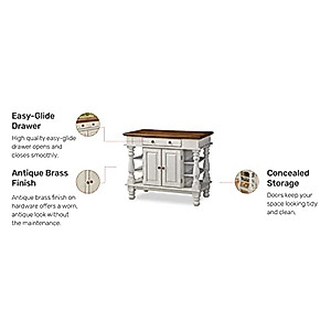 Homestyles Kitchen Island Americana Dual Side Storage Cabinet, 36 Inches High by 42 Inches Wide, Antique White