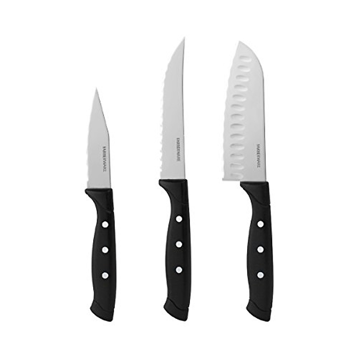 Farberware 17-Piece Stainless Steel Knife and Kitchen Tool Set with Storage Carousel, Black