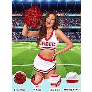 Cheerleader Costume for Women Sexy Musical Uniform Fancy Dress 3 PCS Cheerleading Complete Outfit