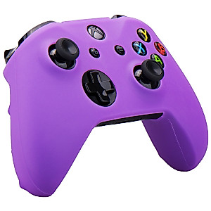 MXRC Silicone Rubber Cover Skin case Anti-Slip Customize for Xbox One/S/X Controller x 4(Green & Orange & Purple & Yellow) + FPS PRO Extra Height Thumb Grips x 8