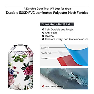 Goosehill Waterproof Dry Bag 5L 10L 20L, Floral Pattern with Durable Plato 500D PVC Material, Floating Roll Top Waterproof Bag for Kayaking Paddleboard Rafting Boating Swimming Camping, 1 STRAP