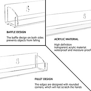 Hexsonhoma 30 Inch Clear Nail Polish Wall Rack with Removable End Caps Set of 6, Acrylic Nail Polish Organizer Wall Mounted,Nail Polish Sorage Shelves for 192 Bottles (30 Inch)