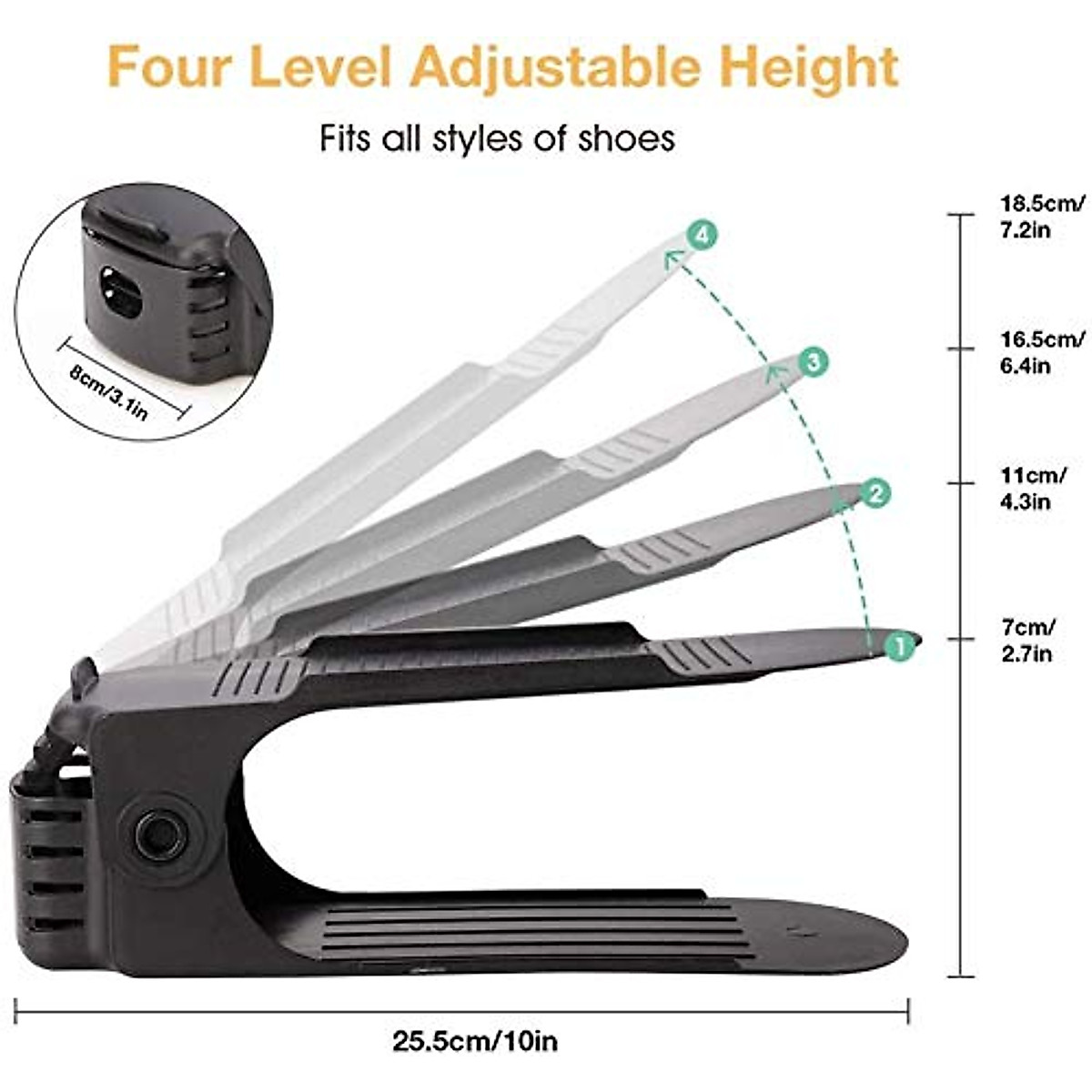 Shoe Slots Organizer, 10pcs 4 Layer Adjustable Shoes Slots Space Saver for Closet Better Stability Shoes Storage Rack Shoes Holder