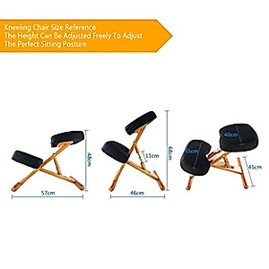 Kneeling Chairs Ergonomic with Roller, Adjustable Wooden Frame Kneeler Stool, Orthopaedic Posture Chairs, Improve Posture,Office Home (Color : Black)