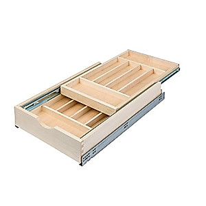 Century Components DTIER14PF-FF Wood Silverware Tray Cabinet Drawer Organizer - Double Tier 14-7/8"