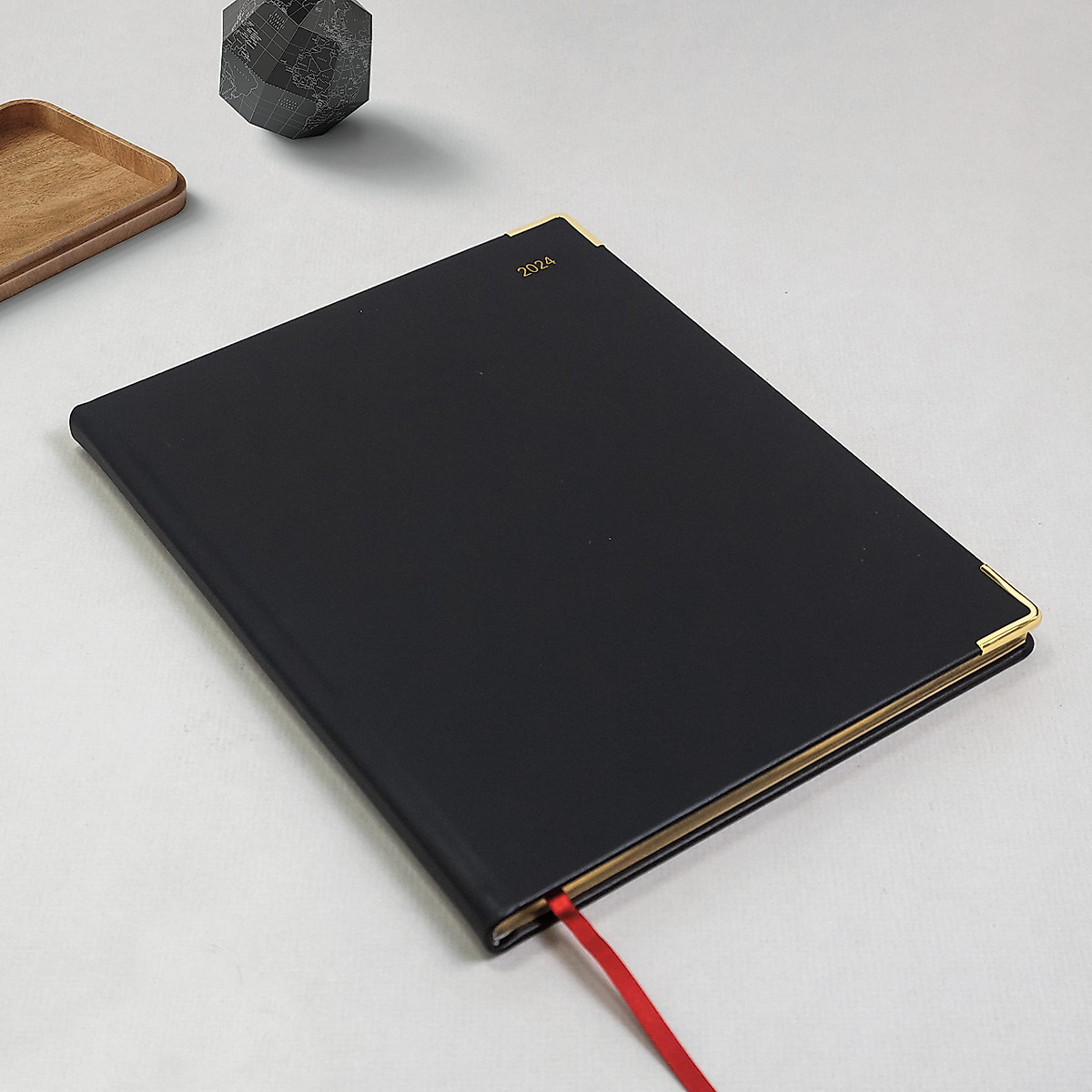 Letts of London Roma Weekly Planner, 12 Months, January to December, 2024, Italian Leather, Quarto Size, 10.25" x 8.25", Black (C33YIBK-24)