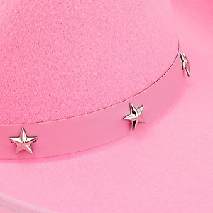 Zodaca Felt Pink Cowgirl Hat for Women and Men, Costume Accessories (14.8 x 10.6 x 5.9 Inches)