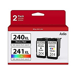 PG-240XL/CL-241XL Axlio Compatible Ink Cartridges Replacement for Canon 240 241, Remanufactured 240XL 241XL Combo Pack Use to Canon PIXMA MG3620 TS5120 MG3520 MG2120 MX452 MX512 MX532 Printer (2 Pack)