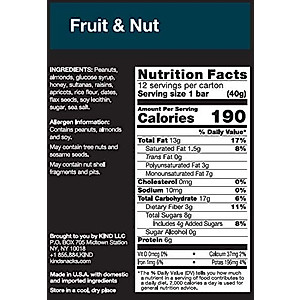KIND KIND Bars, Fruit & Nut, Fruit & Nut, 12 Count (Pack of 12)