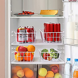 Homics Freezer Organizer Bins Wire Baskets, Kitchen Pantry Cabinet Refrigerator Organizer Storage Bins for Fruit Vegetable Soda Cans, 2 Pack