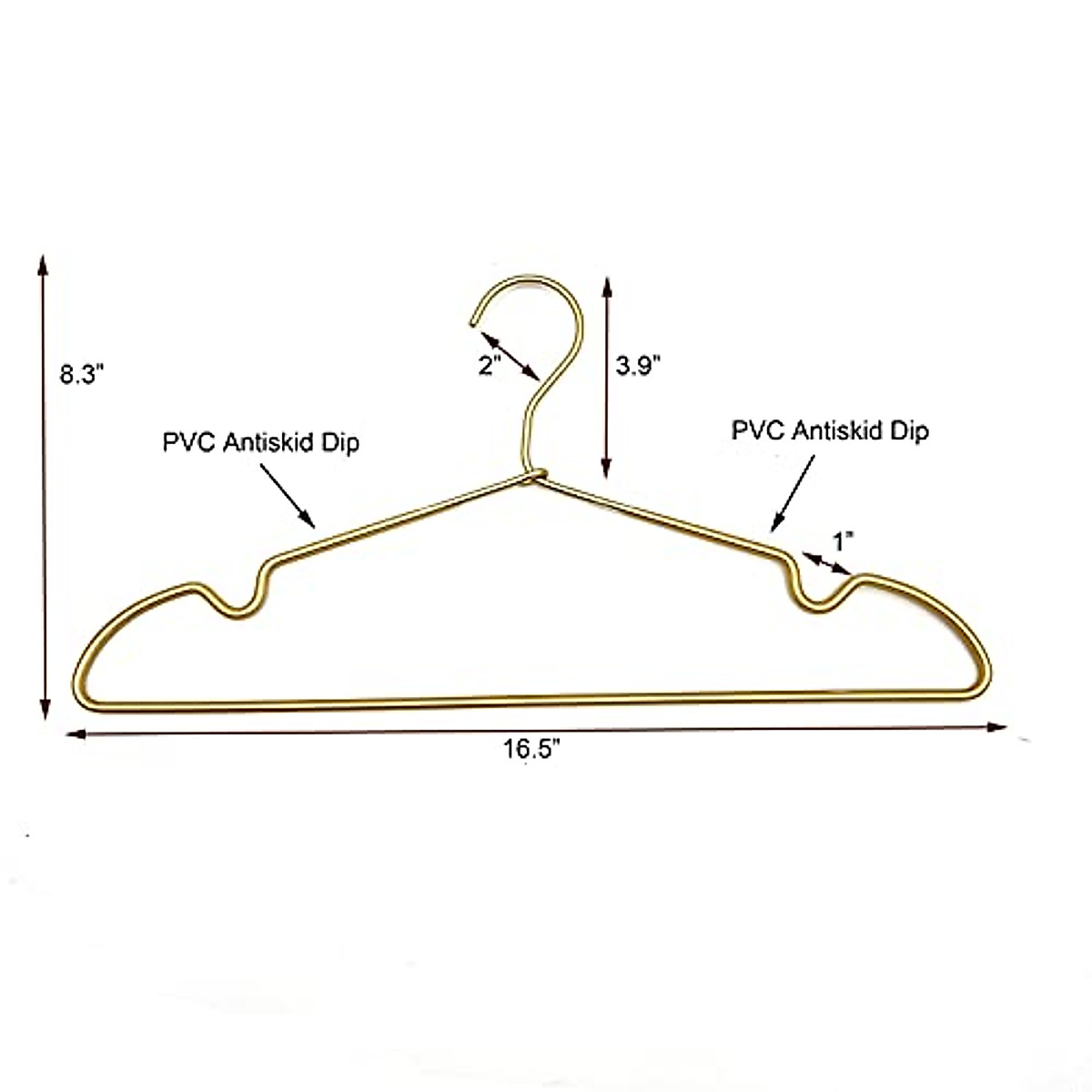 Koobay Clothes Hangers, 16.5" Metal Gold Suit Coat Hanger with PVC Coat Hook Laundry Wire Clothes Shirt Coat Hangers, 30Pack