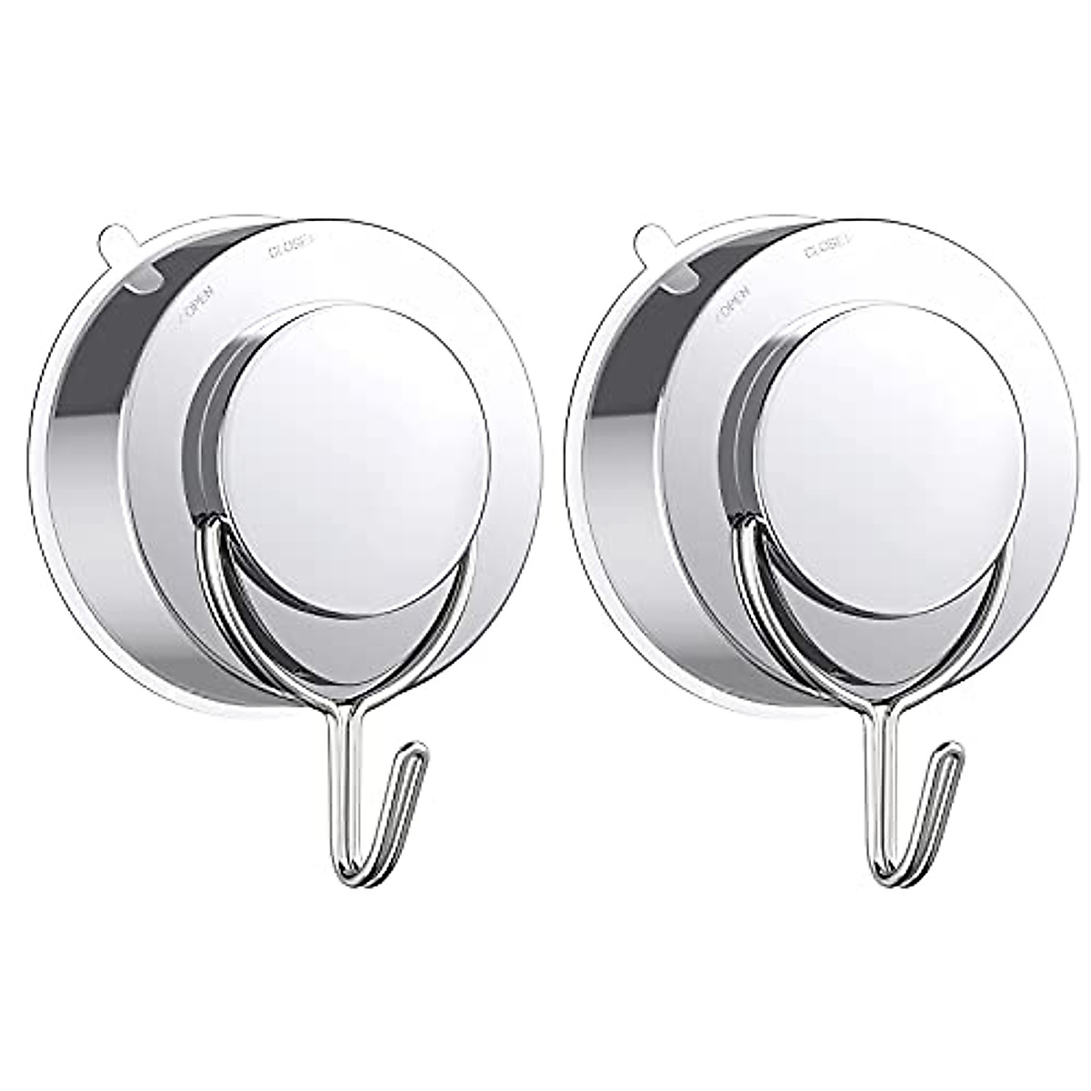 VIS'V Suction Cup Hooks, Silver Twist Suction Cups with Metal Hooks Removable Heavy Duty Window Glass Door Suction Hangers Reusable Suction Cup Holders for Kitchen Bathroom Shower Wreath - 2 Pcs