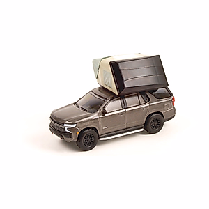2021 Chevy Tahoe Z71 Gray Metallic with Modern Rooftop Tent The Great Outdoors Series 1 1/64 Diecast Model Car by Greenlight 38010 E