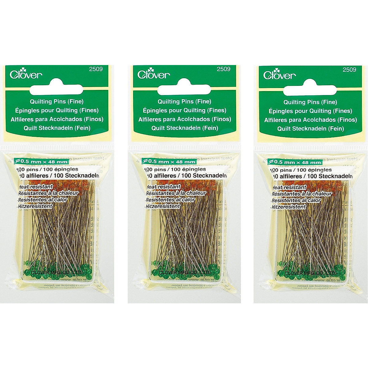 Clover Quilting Pins, Fine (3 Pack)
