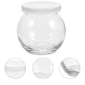 Hemoton 2pcs spherical pudding bottle glass honey bottles glass candy jars yogurt jars with caps yogurt storage glasses nuts jars mason jar glasses glass pudding jars with cover plastic