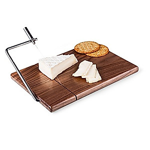 TOSCANA - a Picnic Time Brand Meridian Black Walnut Cutting Board with Cheese Slicer 12 x 10 x 12