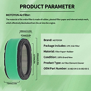 MOTOYUN Air Filter 16-083-04-S 16-083-05-S Compatible With EZT715 EZT725 EZT740 EZT750 ZT710 ZT720 ZT730 ZT740 KT610 KT620 KT715 KT725 KT730 KT735 KT740 KT745 (2 PCS)