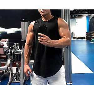 GUBIDIAO Men's Running Workout Tank Top Casual Round Neck Sleeveless Shirt Loose Athletic Tee Shirts (Army Green,XS,X-Small)