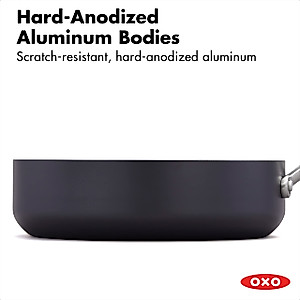 OXO Professional Hard Anodized PFAS-Free Nonstick 12" Frying Pan and 3QT Saute Pan with Lid