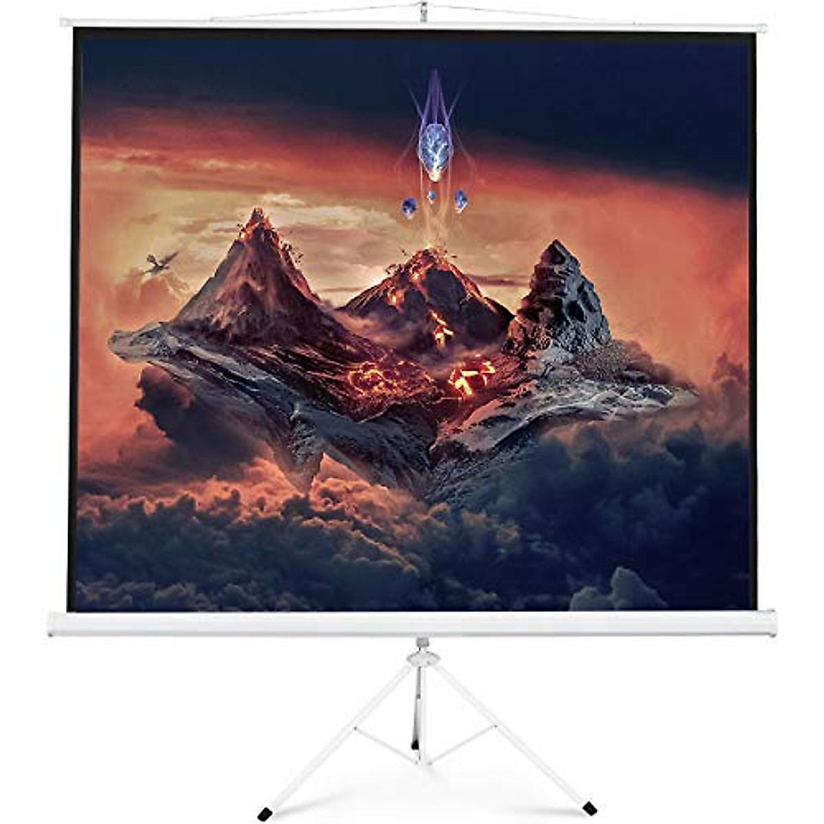 Safstar 100" Tripod Projection Screen, Portable Tripod Floor Stand Manual Pull up Home Theater Office Presentation Projector Screen 87" x 49" Viewing Area