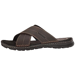 Rockport Men's Darwyn Xband Slide Sandal, Brown II Leather, 14 W US
