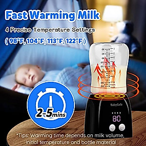 Portable Bottle Warmer, 8.8oz Travel Car Bottle Warmers On The Go for Breastmilk, 2-5 Min Fast Baby Brew Milk Bottle Traveling Warmer, 4 Precise Temperature Control, Auto Shut-Off, USB, Temp LED, USB