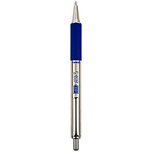 Zebra Pen F-402 Retractable Ballpoint Pen, Stainless Steel Barrel, Fine Point, 0.7mm, Blue Ink, 12-Pack
