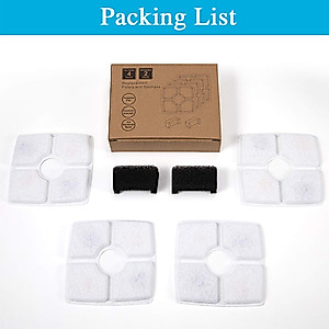 Cat Water Fountain Filters,Pet Water Fountain Filters Replacement Filters,Water Fountain Filters for 84oz/2.5L Automatic Pet Water Dispenser with 4 Pack Replacement Filters&2 Pack Sponges