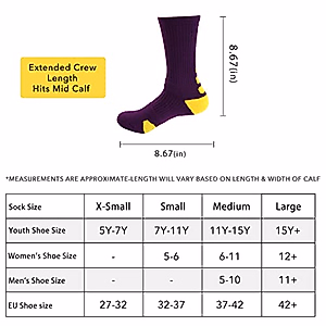 OLCHEE Boys Sock Basketball Soccer Hiking Ski Athletic Outdoor Sports Thick Calf High Elite Crew Sock 8 Pack B, Size M