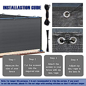 SEKKVY 3' x 16.4' Heavy Duty Privacy Screen Fence, 90% Blockage Mesh Shade Net Cover for Garden, Wall, Chain Link Fence (Grey)