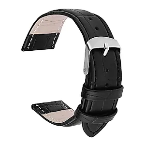 TIESOME Quick Release Leather Watch Bands, Replacement Leather Watch Strap for Men Women - 18mm 20mm 22mm (22mm, Black)