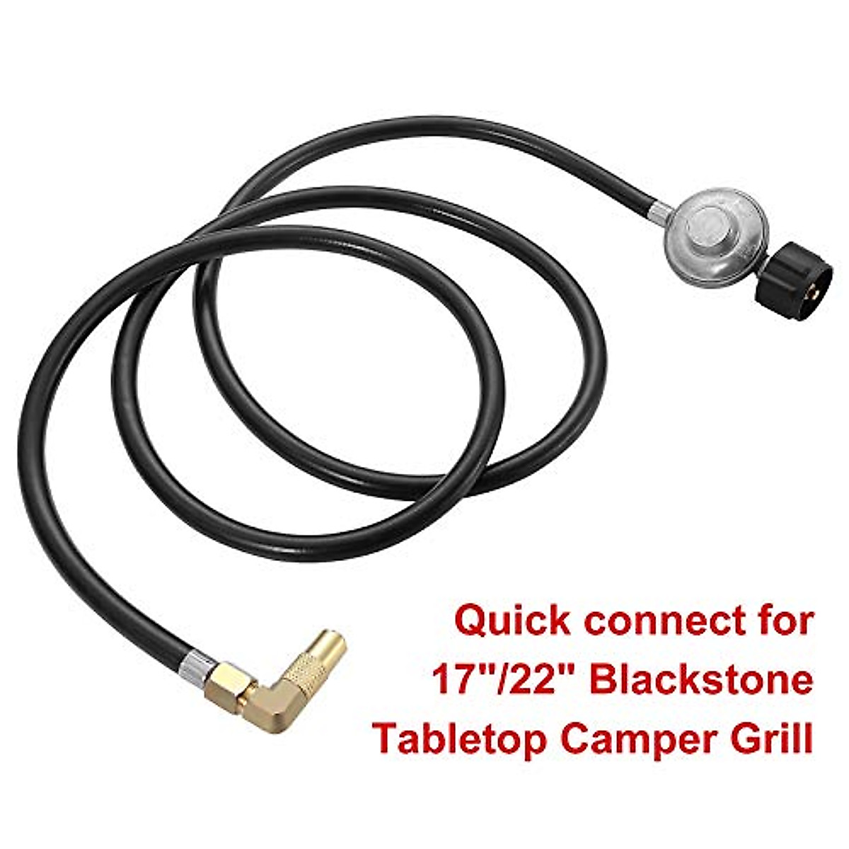 Elaeagnus 6 Feet Propane Adapter Hose with Regulator to Quick Connect for 17"/22" Blackstone Tabletop Camper Grill,Propane Accessories and Replacement Parts for 17"/22" Blackstone Griddle (6 Feet)