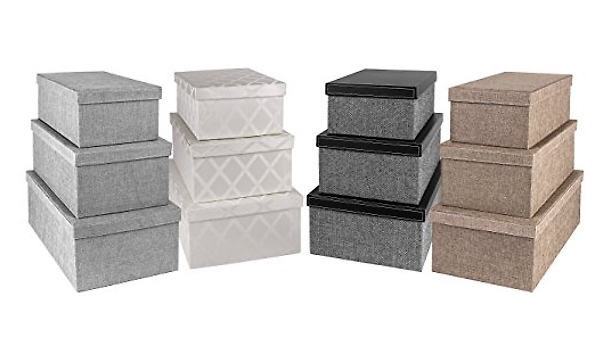 Stylish Decorative Storage Boxes Set of 3 - Grey
