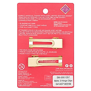 GOODY Hinge Jewel Clip - Disney Princess, Belle - Slideproof Rhinestone Hair Accessories for Men, Women, Boys & Girls - Style With Ease & Keep Your Hair Secured - All Hair Types