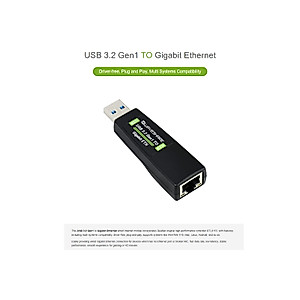 waveshare USB 3.2 Gen1 to Gigabit Ethernet Converter,USB 3.2 to Ethernet Internet Adapter 10/100/1000Mbps Network Compatible with Raspberry Pi CM4,Jetson Nano,PC,Win7/8/8.1/10, Mac, Linux,Android