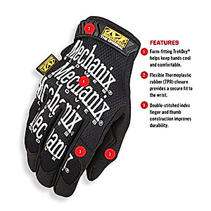 Mechanix Wear: The Original Work Glove with Secure Fit, Synthetic Leather Performance Gloves for Multi-Purpose Use, Durable, Touchscreen Capable Safety Gloves for Men (Black, Small)