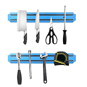 EDSRDUX 8 Inch 2 Pack Black Powerful Magnetic Knife Holder, Kitchen Knife Magnetic Strip Strips, Rust Free Multipurpose Magnetic Knife Rack Use for Kitchen Garage Workshop