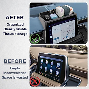 Neepiar Center Console Dash Storage Tray Compatible with 2021 2022 2023 2024 GMC Yukon/Chevy Suburban/Tahoe Center Console Organizer Storage Box Interior Insert Accessories (Not for Denali)