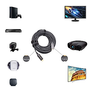 DTech Fiber Optic HDMI Cable 100 Feet 4K 60Hz 444 Chroma Subsampling 18Gbps High Speed Ultra HD 100ft Micro HDMI to Standard HDMI Cord Removable Ends Compatible with TV Projector Computer Monitor