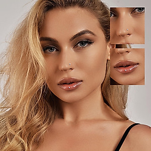 Sllaiss 10Pcs 22G Sterling Silver Small L Shape Nose Ring Studs for Women Mens Czech Crystal Curved Nose Piercings Set Body Jewelry Hypoallergenic 1.5mm