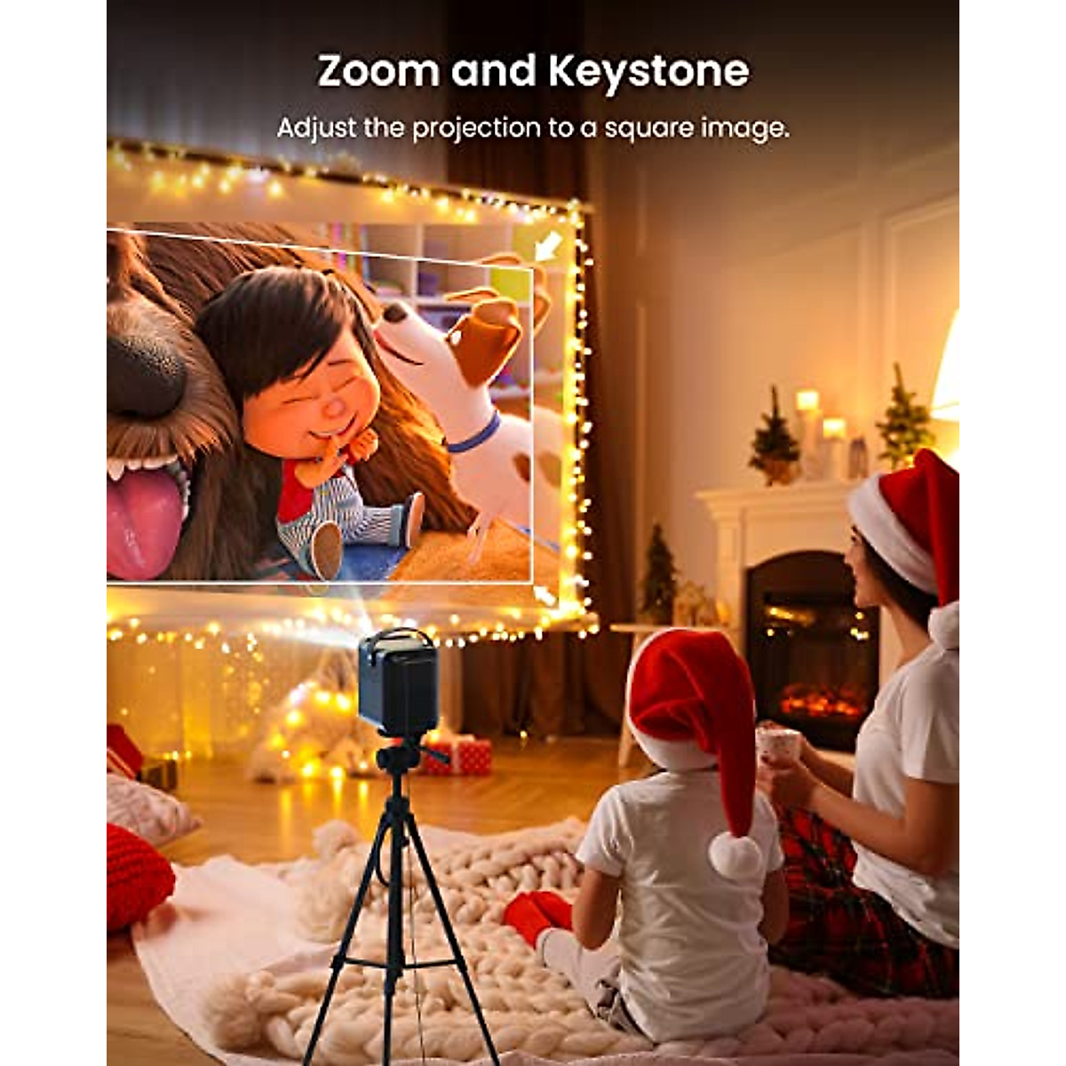 4K Supported Mini Projector, ETOE D2 EVO Android 9.0 Projector, Video Projector with ESPN, Prime Video, YouTube, 5G WiFi & Bluetooth, Keystone Correction, Compatible with iOS/Android/Windows/USB/HDMI