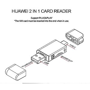 JSER USB-C Type C USB 2.0 to NM Nano Memory Card & TF Micro SD Card Reader Compatible for Huawei Cell Phone & Laptop