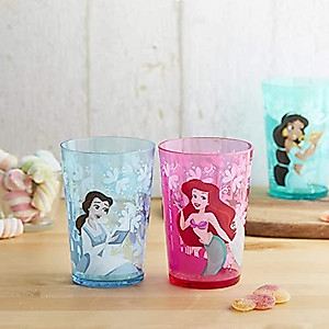 Zak Designs 14.5oz Disney Princess Nesting Tumbler Set Includes Durable Plastic Cups, Fun Drinkware is Perfect for Kids, 4pk ( Belle & Jasmine & Ariel), PYRP-0731