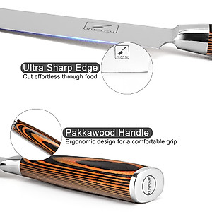 imarku Chef Knife - Pro Kitchen Knife 8 Inch Chef's Knives Japanese SUS440A Stainless Steel Sharp Paring Knife with Ergonomic Handle, Orange Handle, Christmas Gifts for Women Men