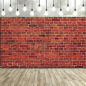 Red Brick Wall Party Backdrop, Large Fabric Red Brick Sign Photo Backdrops Background for Baby Shower Birthday Party Wedding Graduation Home Decoration Photo Booth Prop Banner, 72.8 x 43.3 Inch
